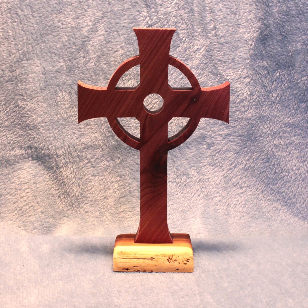 Cross on a Live Edge Stand Celtic Cedar - Etsy