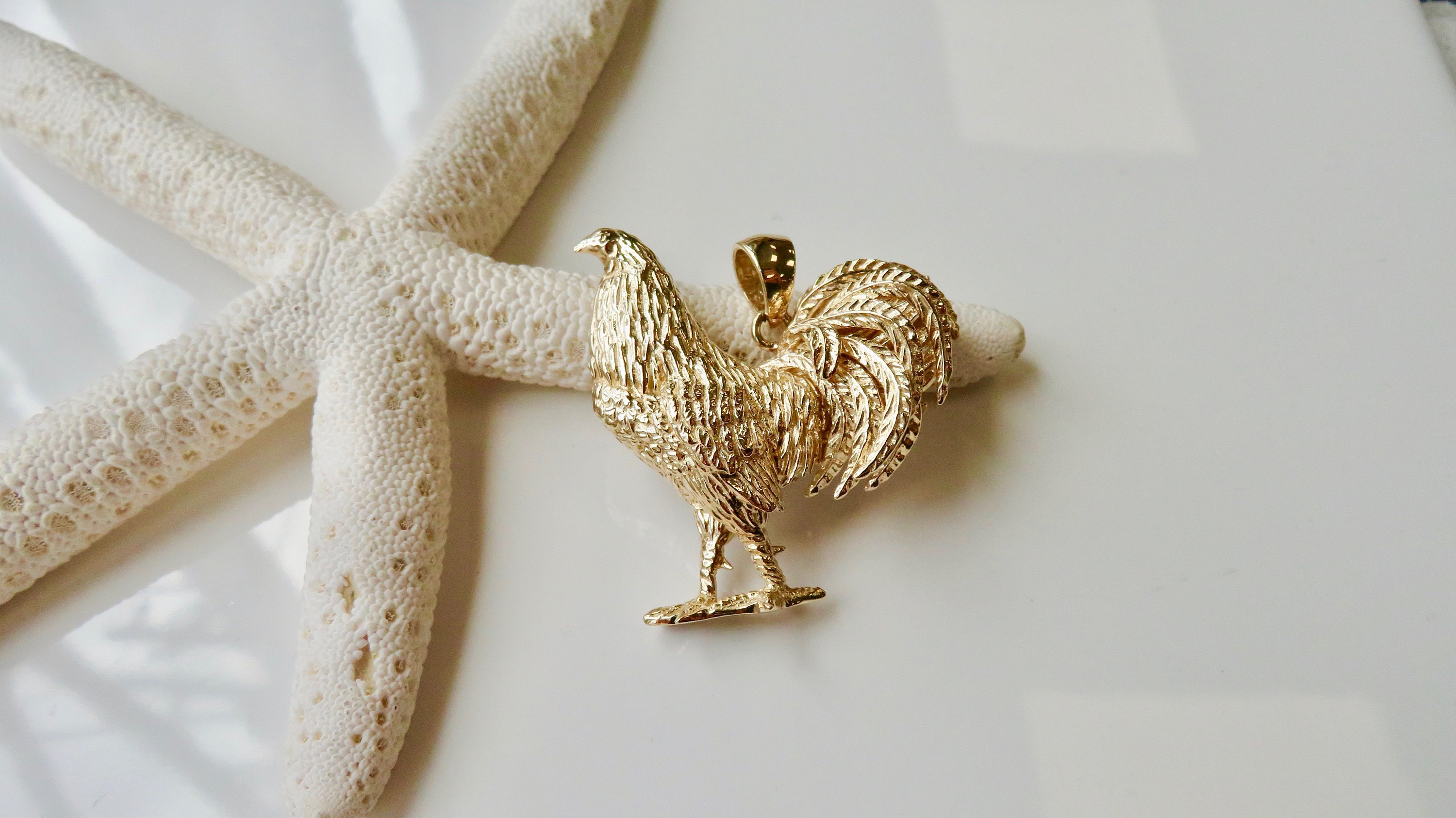 14 Karat Gold Rooster Pendant Chicken Pendant Fine Jewelry - Etsy