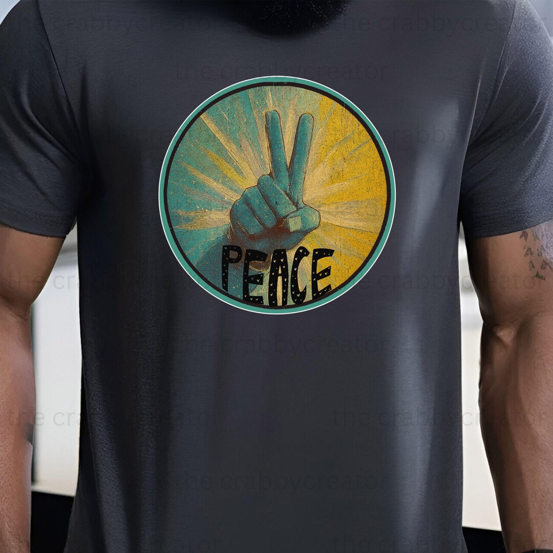 Retro Peace Sign Sticker PNG, Vintage Hippie Hand Peace, Boho Sunshine ...