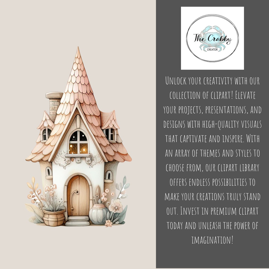 Fairy Tale House Clipart, 12 Transparent Watercolor PNG Illustrations ...