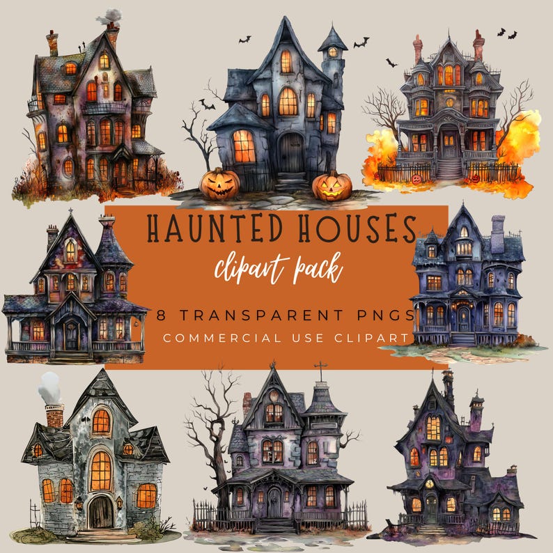 Halloween Haunted House | Clipart | Spooky Houses | Whimsical Halloween ...