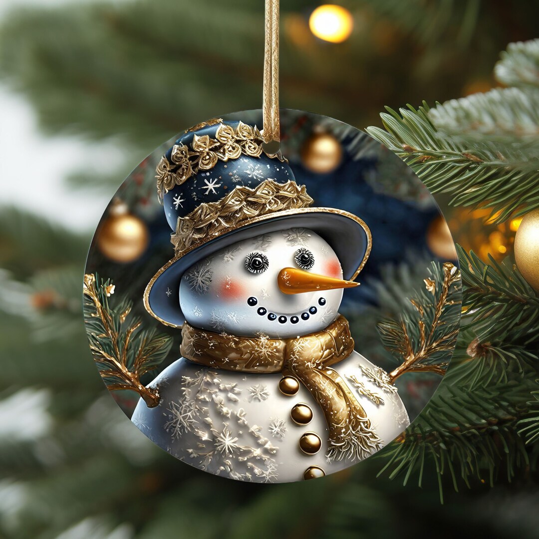 Festive Snowman Round Christmas Ornament | Sublimation Design | Instant ...