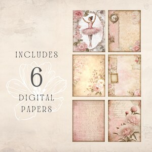 Ballerina Pink Digital Ballet Papers, 8.5 X 11 Inches, 300 DPI, Mini ...