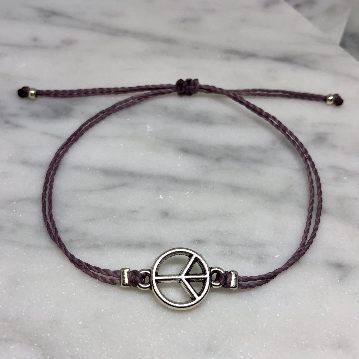 Peace Bracelet, Peace Sign, String Bracelet, Adjustable Bracelet, Charm ...