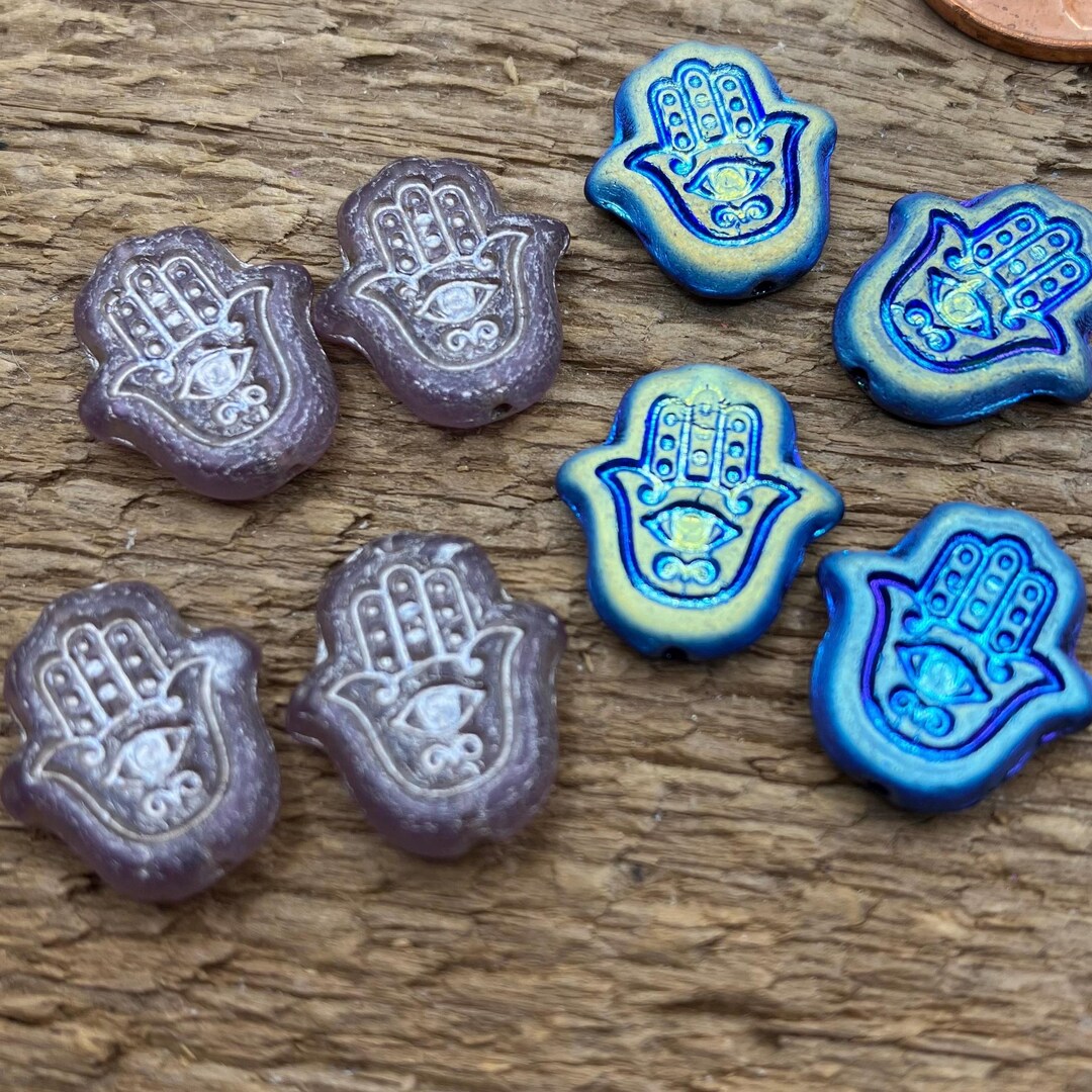 15x10mm Choose Hamsa Hand Rainbow AB or Matte Thistle With Metallic ...