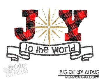 Christmas Joy SVG Cut File Joy to the World Plaid SVG | Etsy