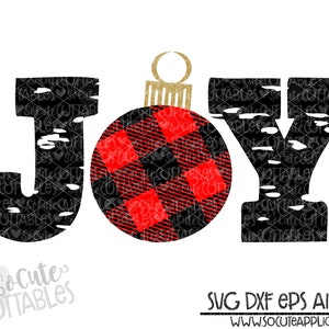 Christmas Joy SVG Cut File, Joy to the World Plaid SVG, Christmas Bulb ...