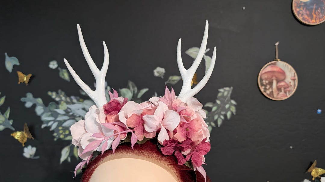 Pink Spring Floral Faun Fantasy Style Antler - Etsy