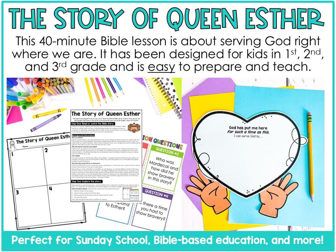 Queen Esther Old Testament Bible Lesson, Printable Bible Story Craft ...