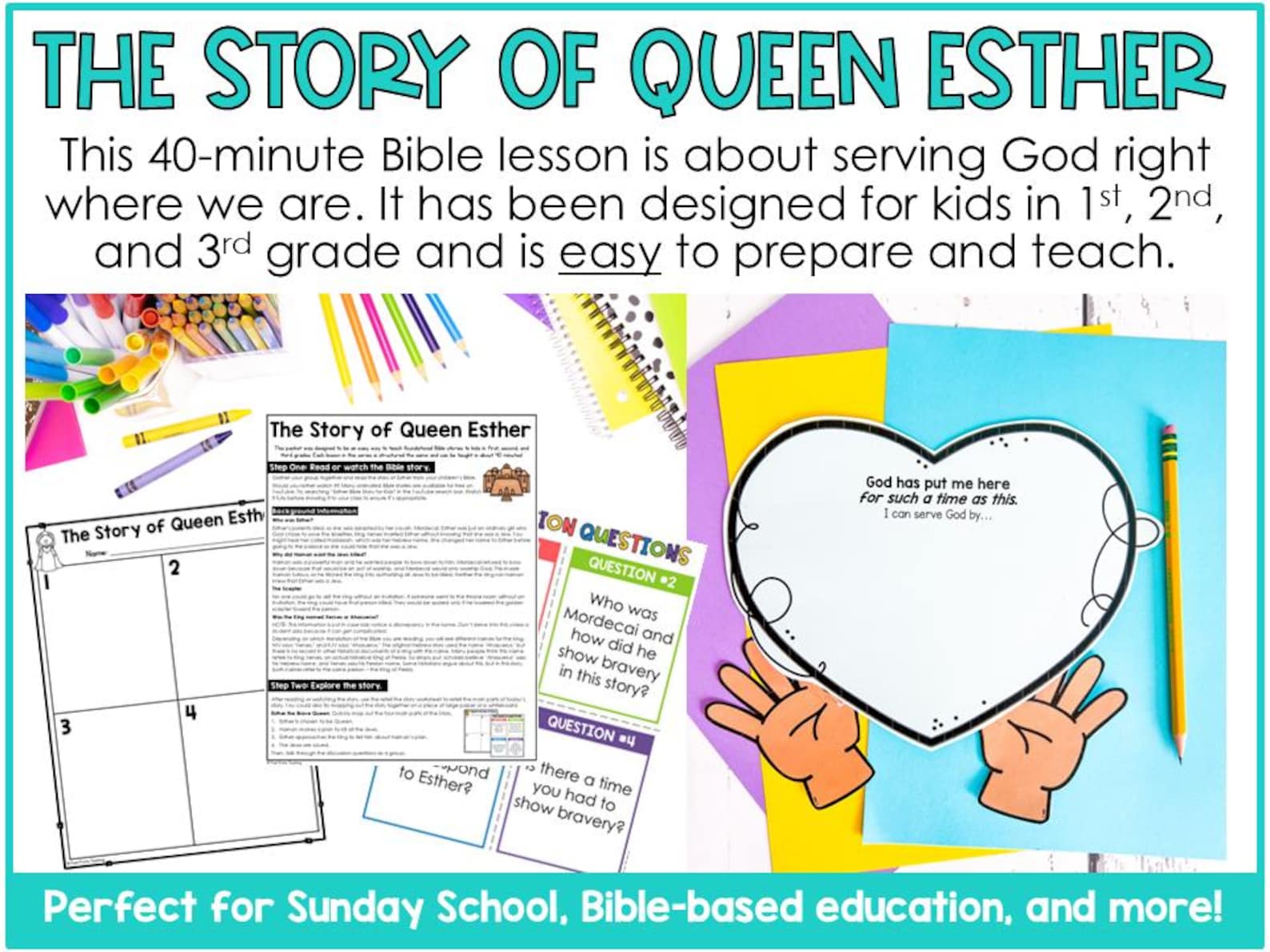 Queen Esther Old Testament Bible Lesson, Printable Bible Story Craft ...