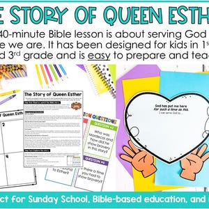 Queen Esther Bible Lesson: Story Craft & Activity (grades 1-3) - Etsy