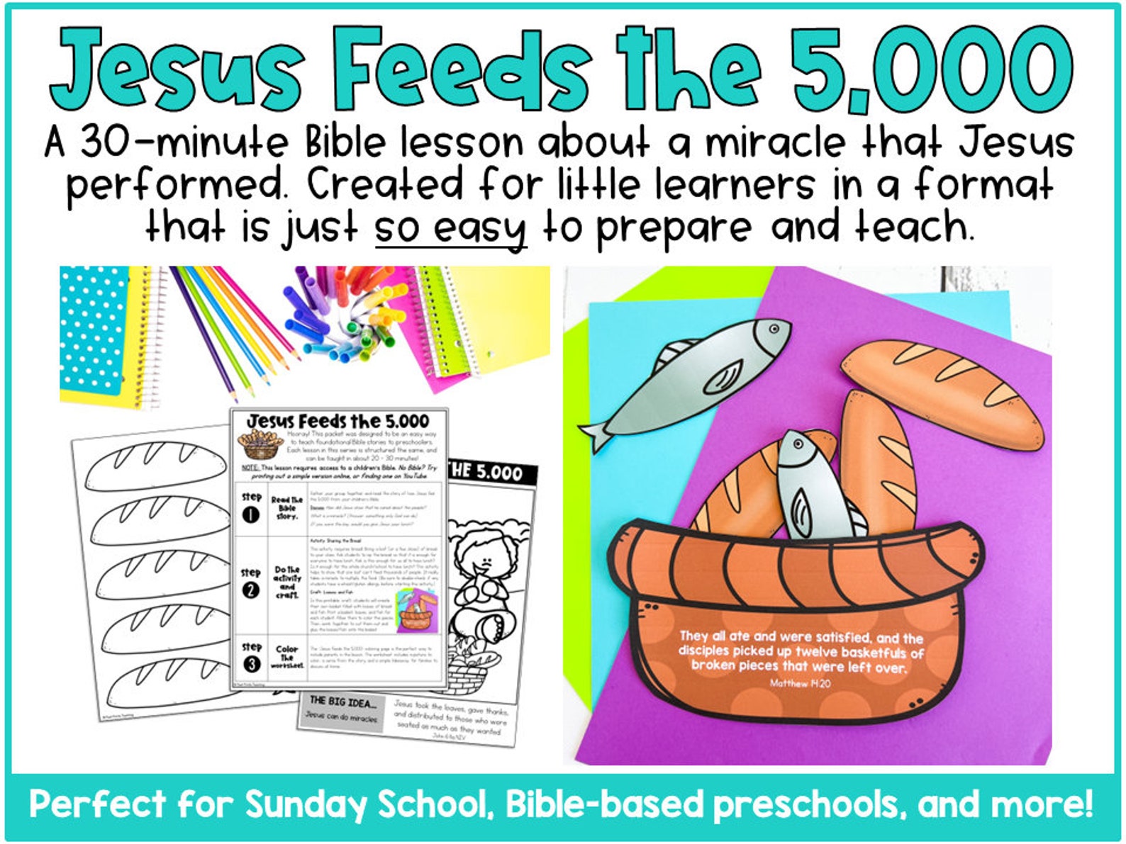 Jesus Feeds the 5,000 Printable Bible Craft and Lesson About Miracles ...
