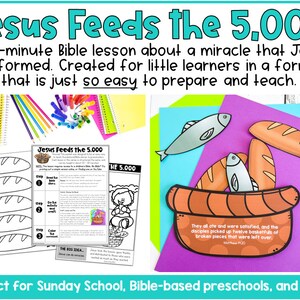 Jesus Feeds the 5,000 Printable Bible Craft and Lesson About Miracles ...