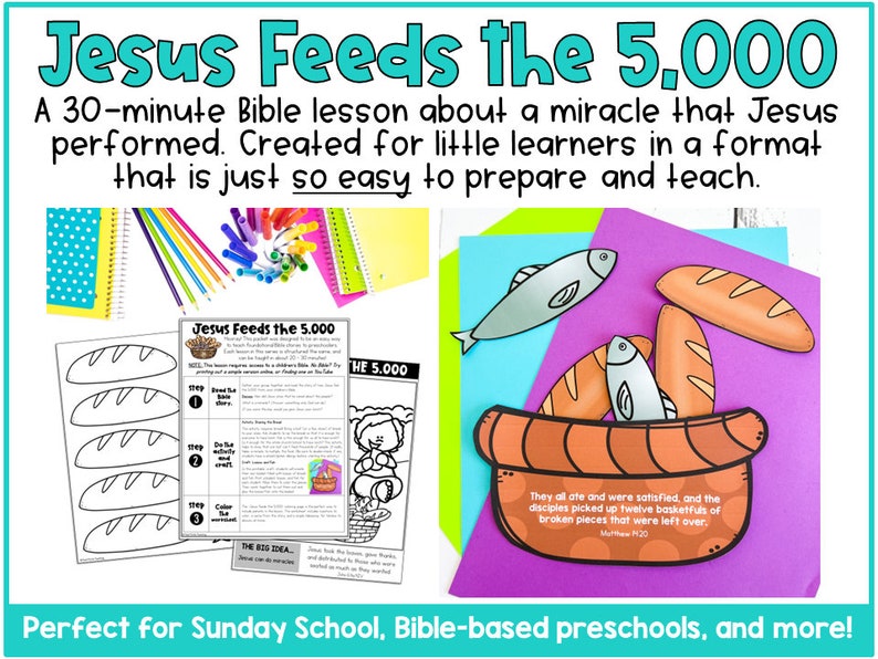 Jesus Feeds the 5,000 Printable Bible Craft and Lesson About Miracles ...