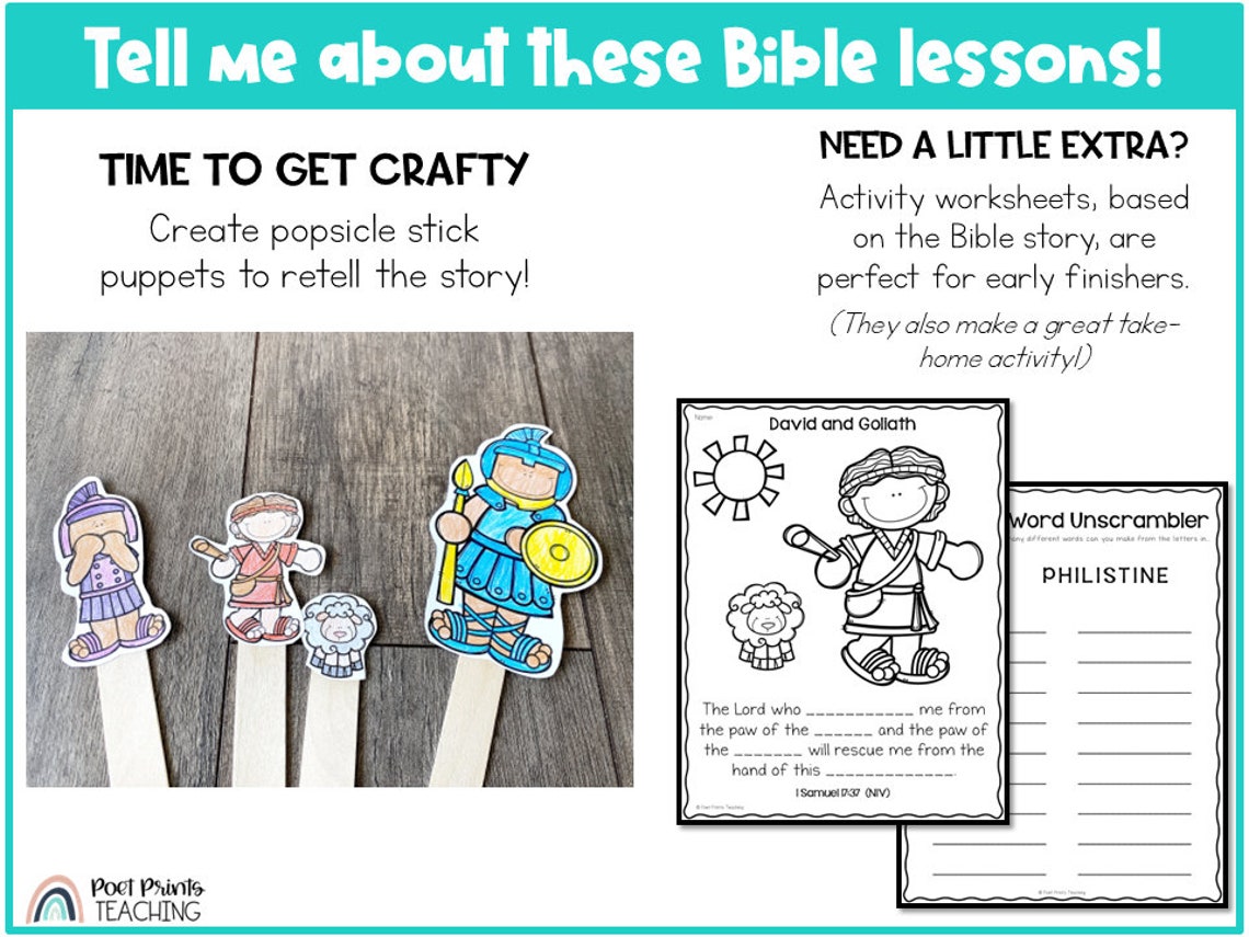 David and Goliath Printable Bible Lesson for Kids, Sunday School ...