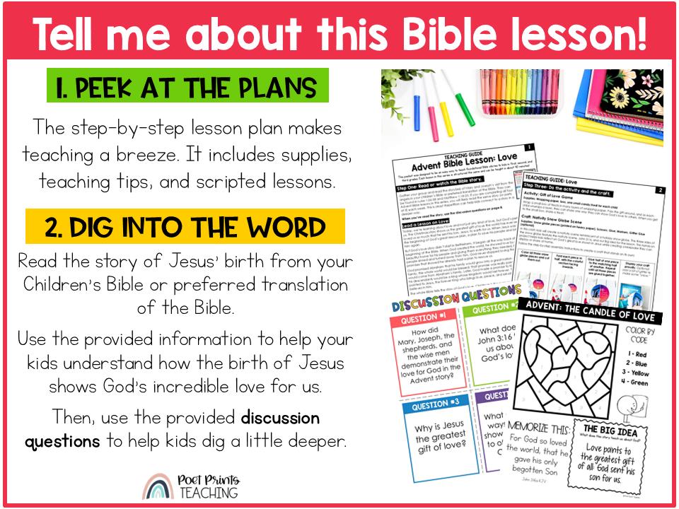 Love: an Advent Bible Lesson for Kids, Printable Christmas Craft (PDF ...