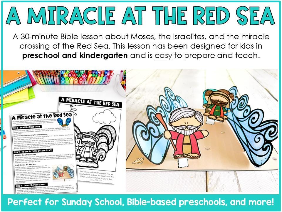 Parting the Red Sea Preschool Bible Lesson, Printable Activities for ...