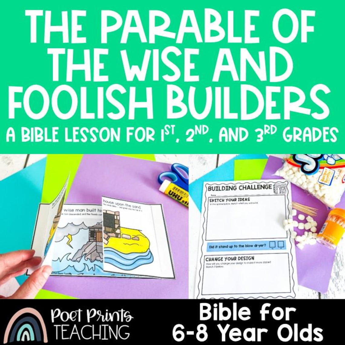 Wise and Foolish Builders Bible Lesson: Printable Craft & Activity ...
