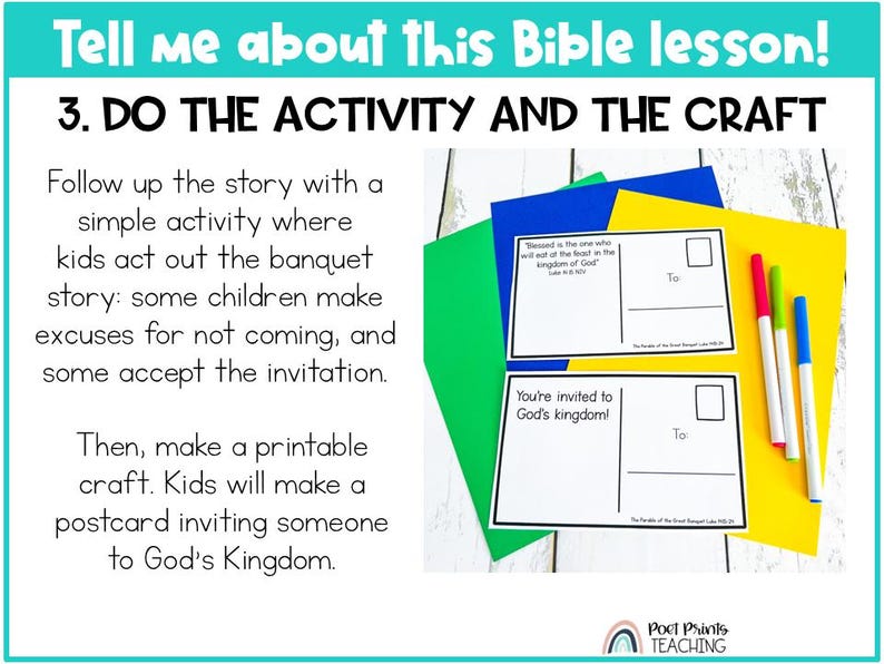 The Parable of the Great Banquet Bible Lesson for Preschool (PDF ...