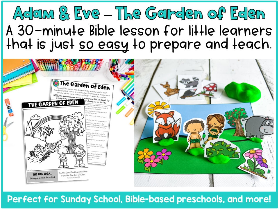 Adam and Eve Preschool Bible Craft and Lesson, Garden of Eden, Printable Bible Activities for ...