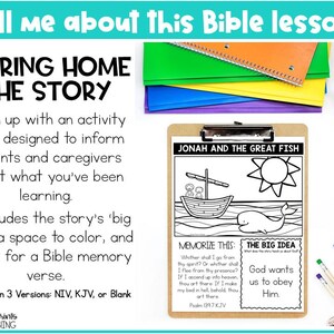 Jonah and the Whale Old Testament Bible Lesson, Printable Bible Story ...