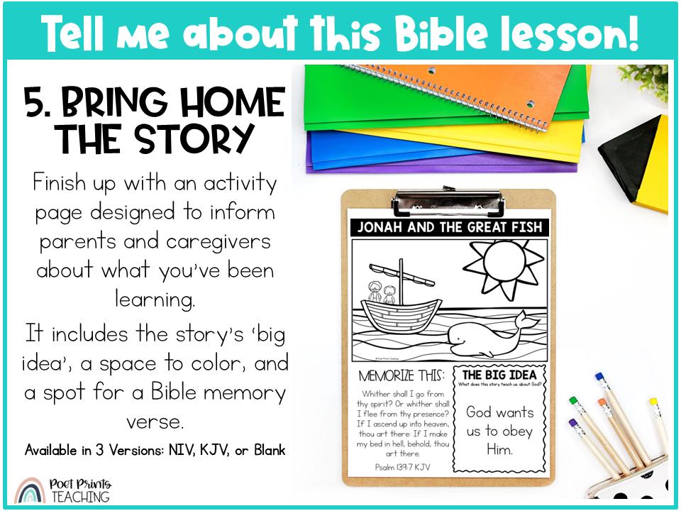 Jonah and the Whale Old Testament Bible Lesson, Printable Bible Story ...