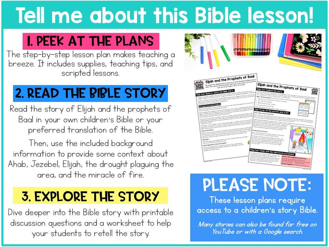Elijah and the Prophets, Old Testament Bible Lesson, Printable Bible ...
