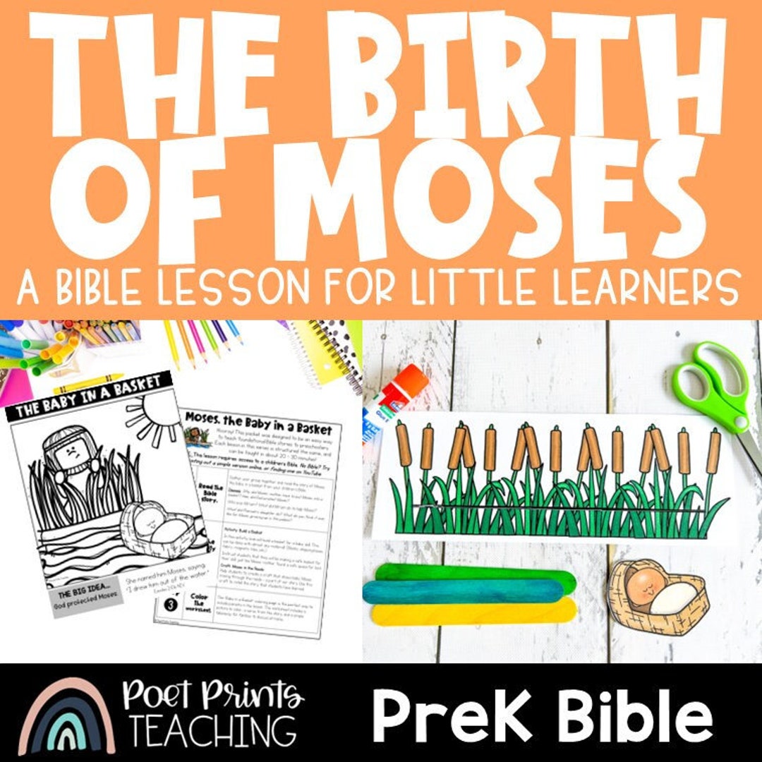 Birth of Moses Preschool Bible Lesson, Printable Activities for Sunday ...