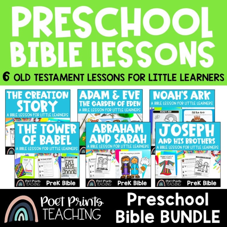 Old Testament Bible Stories, 6 Printable Bible Lessons for Preschool ...