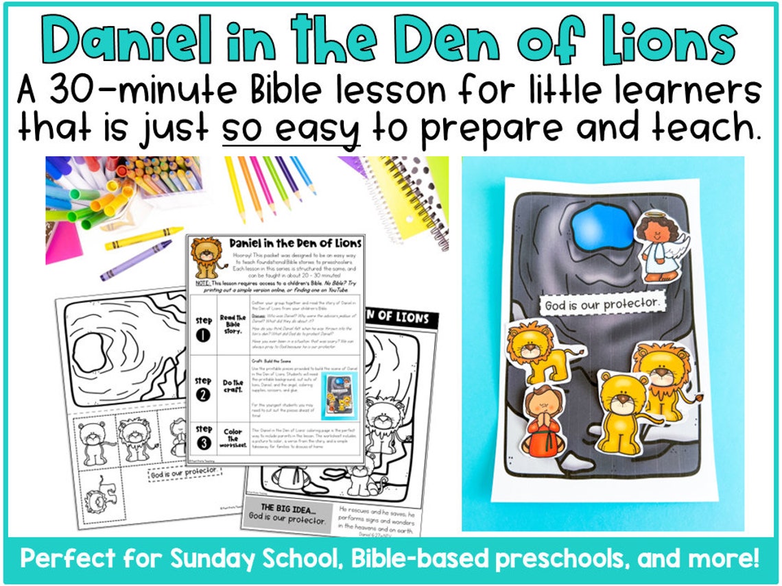 Daniel in the Lions' Den Preschool Bible Lesson, Printable Craft for ...