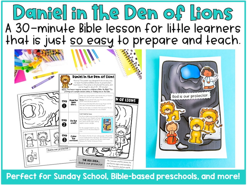 Daniel in the Lions' Den Preschool Bible Lesson, Printable Craft for ...