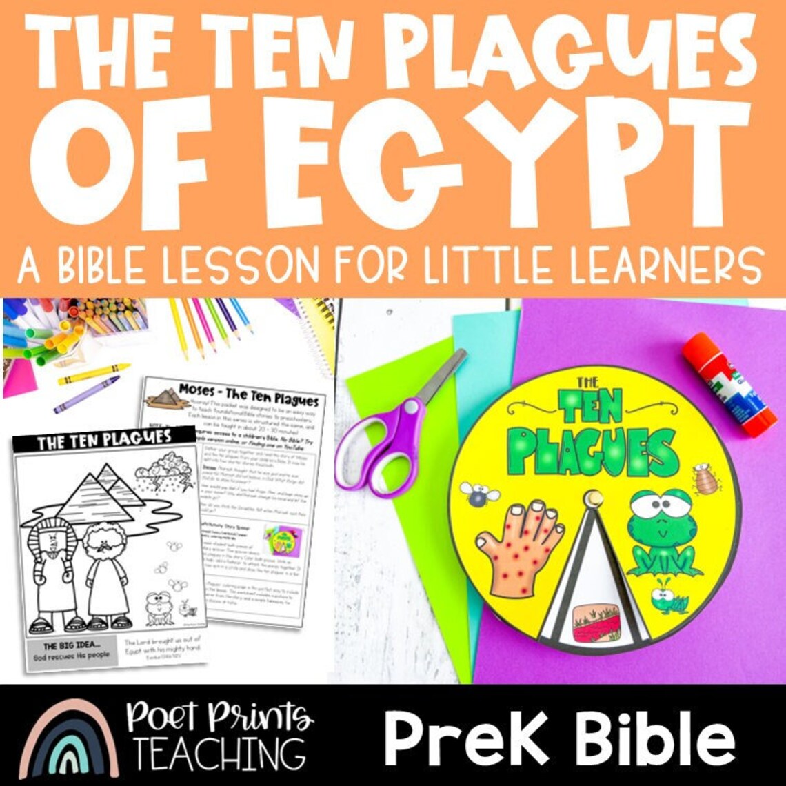 The Ten Plagues Preschool Bible Lesson, Printable Activities for Sunday ...