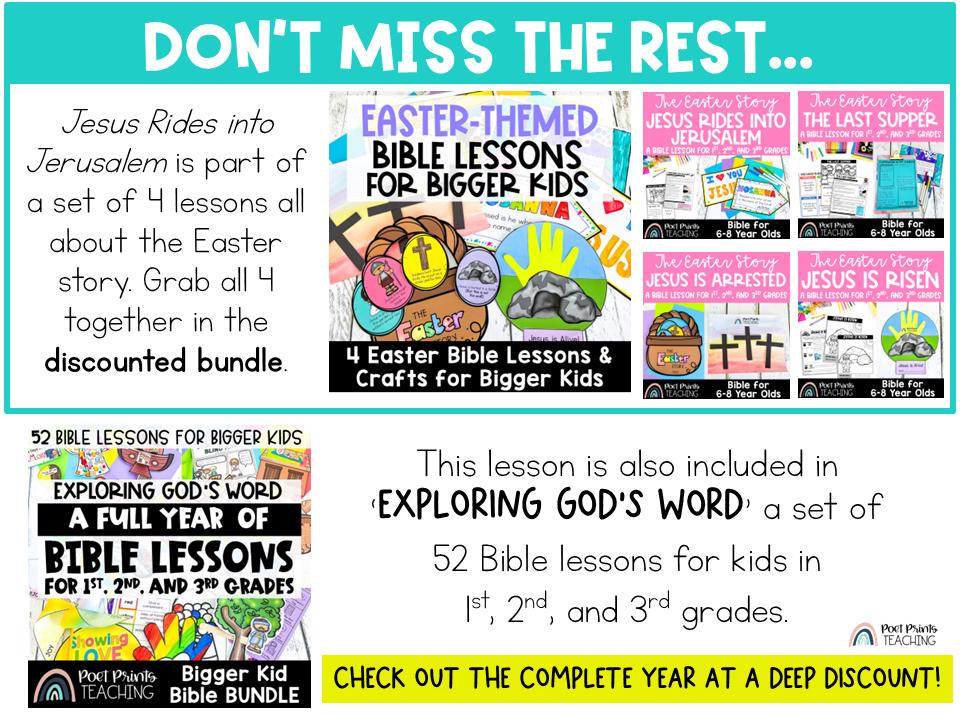 Palm Sunday Easter Bible Lesson, Jesus Rides Into Jerusalem, Printable ...