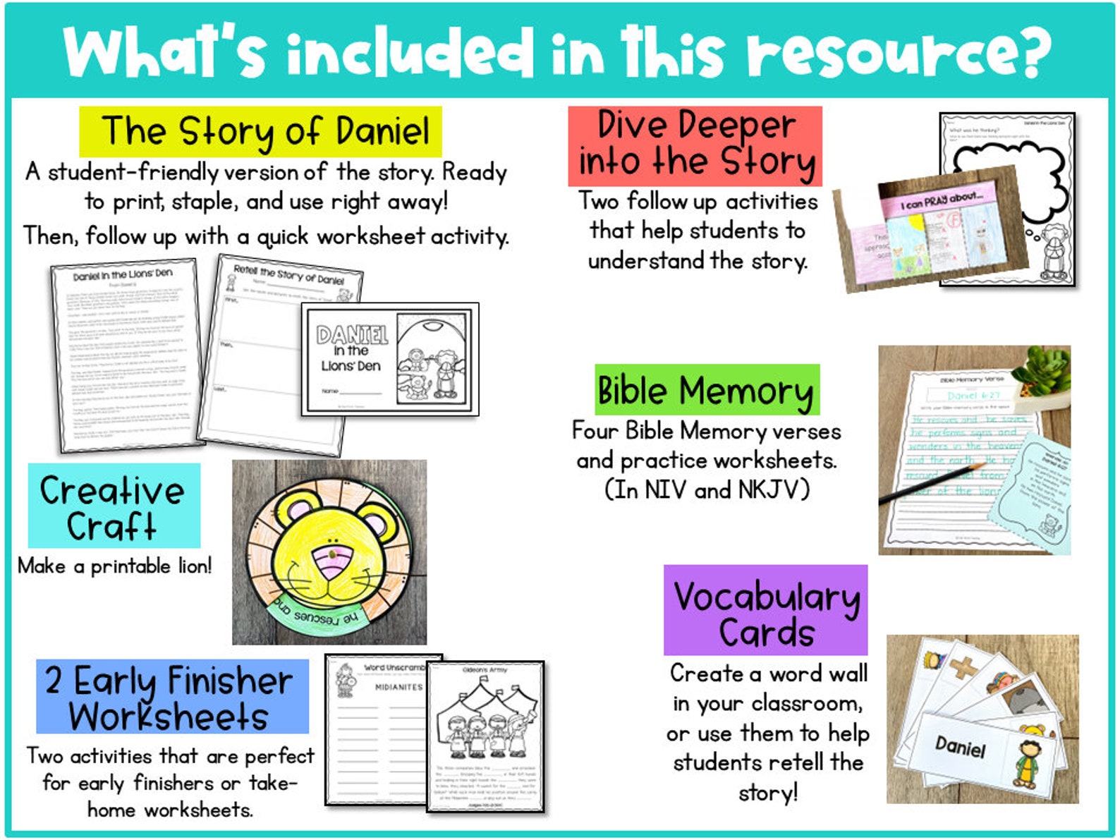 Daniel in the Lions Den Printable Bible Lesson for Kids, Sunday School ...