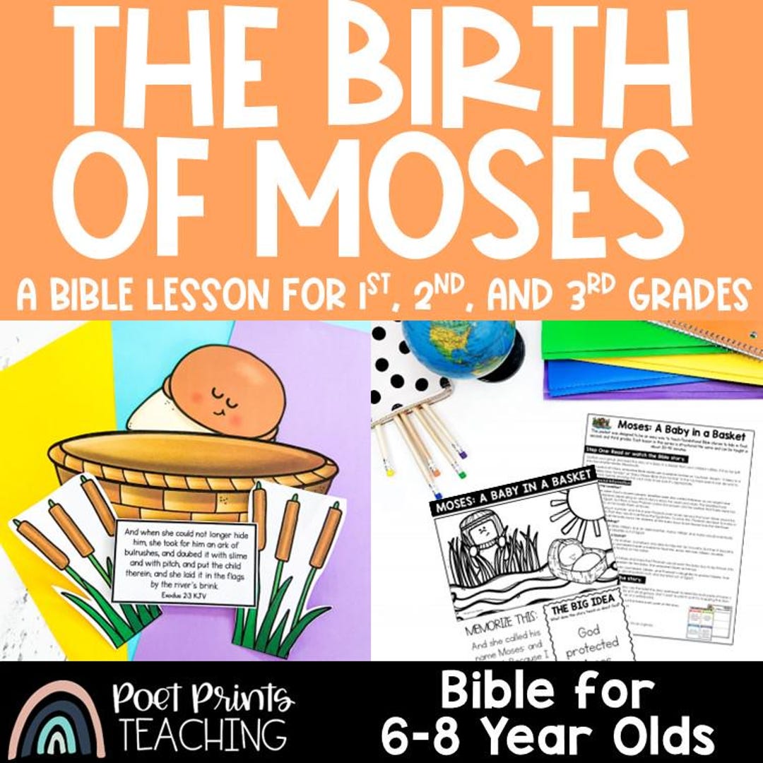 The Birth of Moses Bible Lesson for Kids, Printable Craft and Activity ...