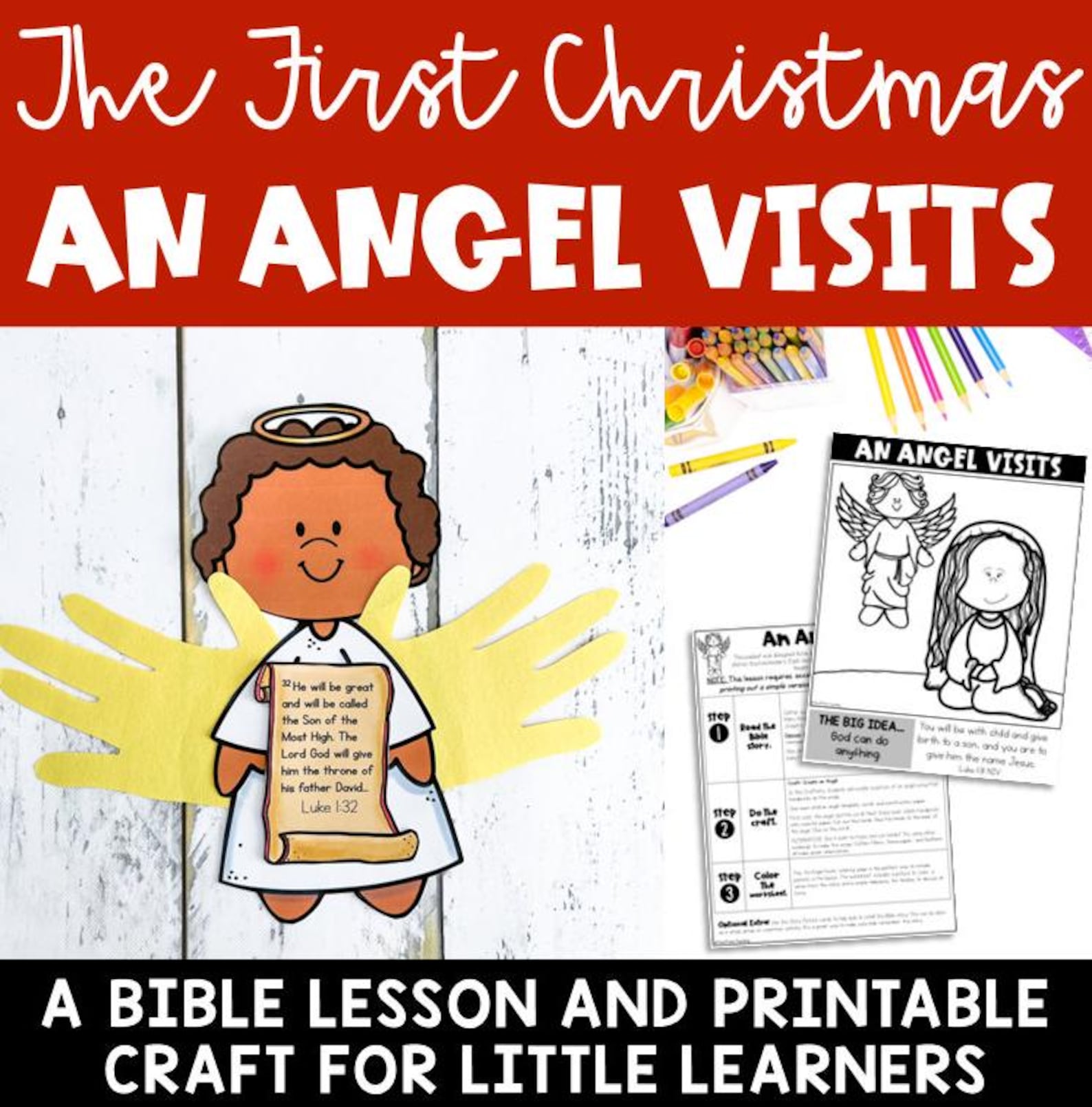 An Angel Visits Mary, Christmas Bible Lesson for Preschool, Printable ...
