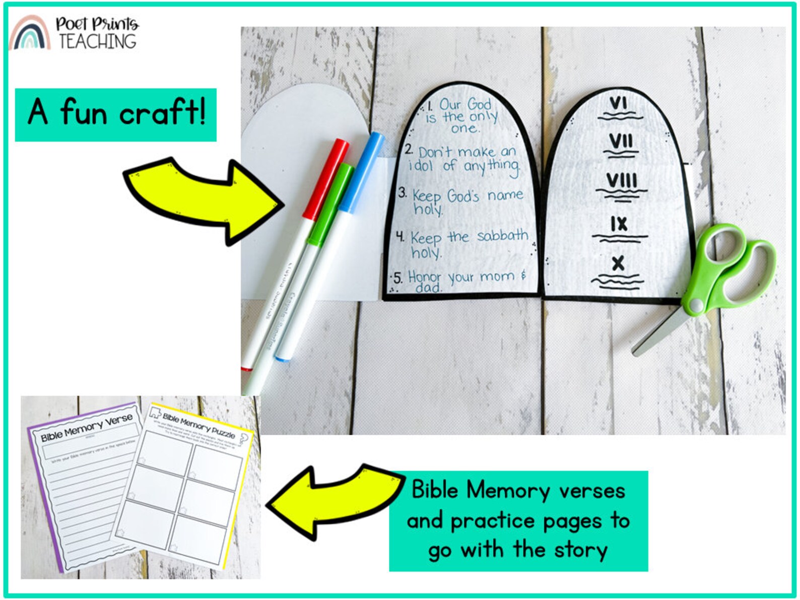 The 10 Commandments, Printable Bible Craft and Lesson for Kids, Sunday ...