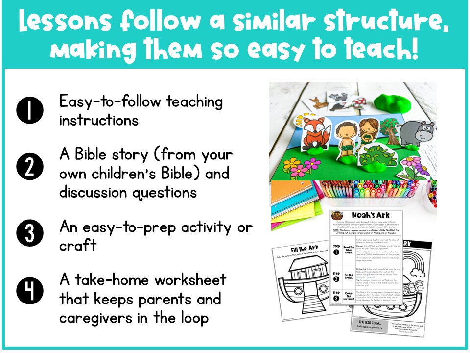 Old Testament Bible Stories, 6 Printable Bible Lessons for Preschool ...