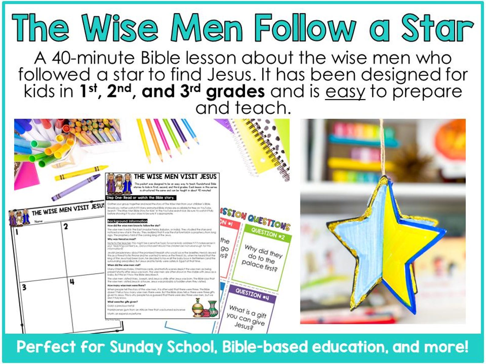 The Wise Men Visit Jesus Christmas Bible Lesson for Kids, Printable ...