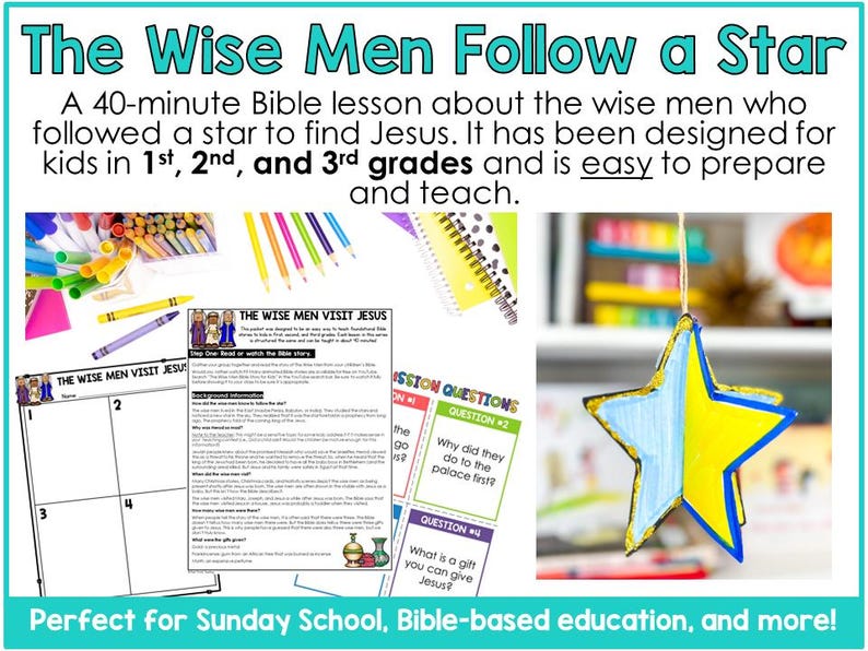 The Wise Men Visit Jesus Christmas Bible Lesson for Kids, Printable ...