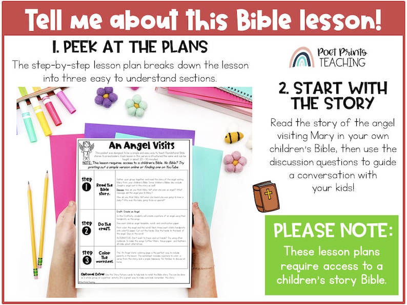 An Angel Visits Mary, Christmas Bible Lesson for Preschool, Printable ...