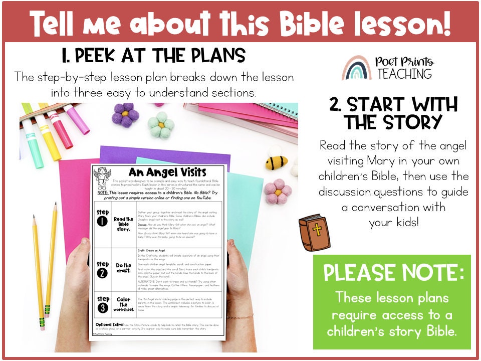 An Angel Visits Mary, Christmas Bible Lesson for Preschool, Printable ...