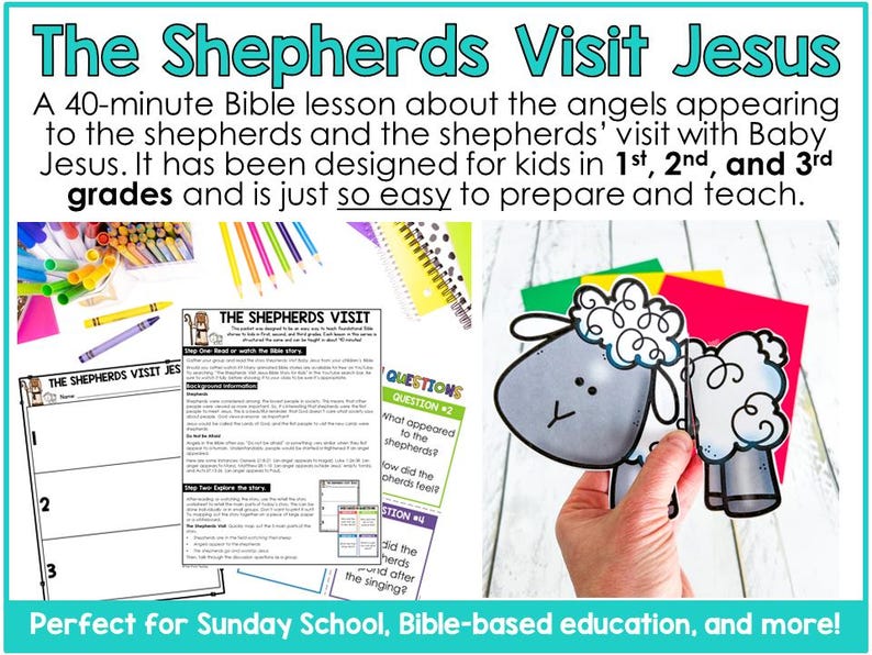 The Shepherds and Angels Christmas Bible Lesson for Kids, Printable ...