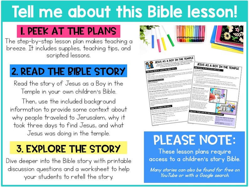 The Boy Jesus Visits the Temple, New Testament Bible Stories, Printable ...