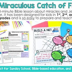 Miracles of Jesus, Disciples Catch Fish, Printable Bible Craft and ...