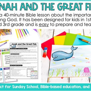 Jonah and the Whale Old Testament Bible Lesson, Printable Bible Story ...