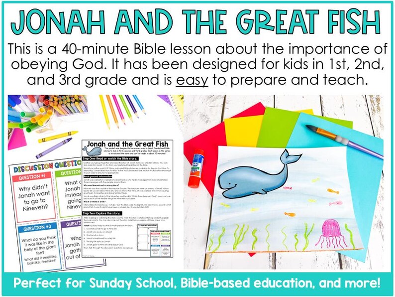Jonah and the Whale Old Testament Bible Lesson, Printable Bible Story ...