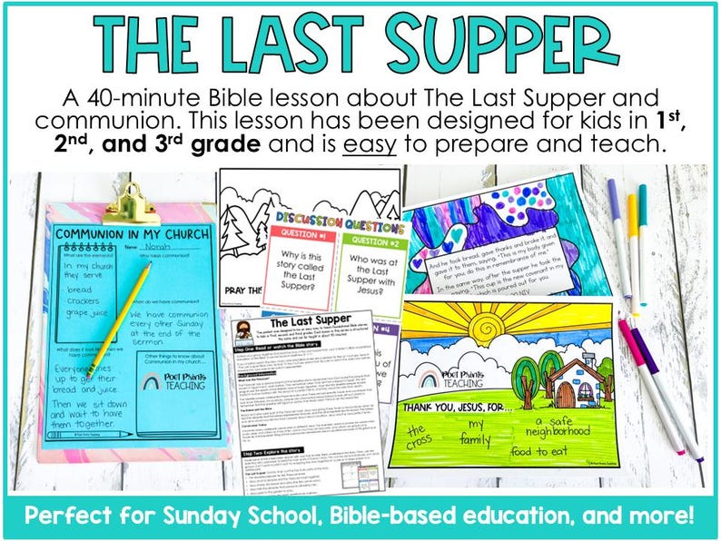 The Last Supper Easter Bible Lesson, Communion Activity and Printable ...