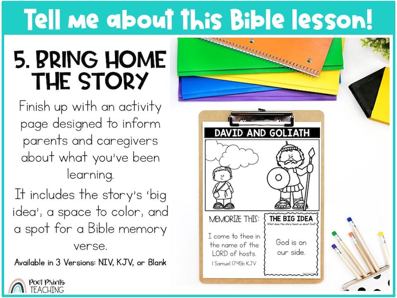David and Goliath, Old Testament Bible Lesson, Printable Bible Story ...