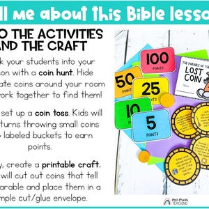 The Parable of the Lost Coin Bible Lesson, Printable Bible Story Craft ...